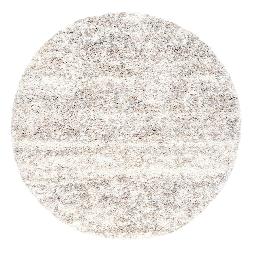 StyleWell Contemporary Brooke Shag Ivory 6 ft. Round Area Rug KKEL04A ...