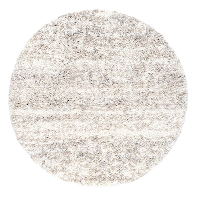 StyleWell Contemporary Brooke Ivory 7 ft. x 9 ft. Shag Area Rug KKEL04A ...