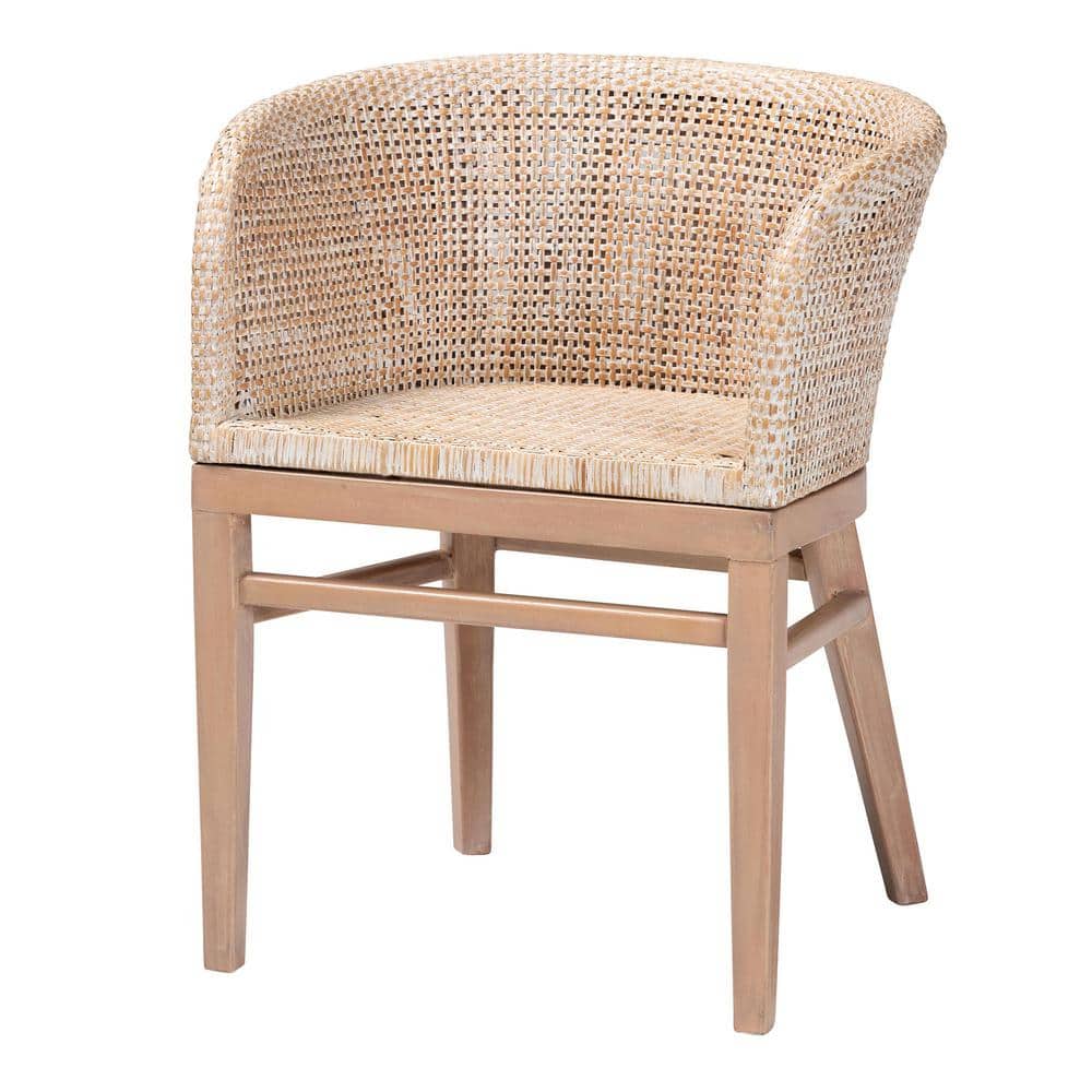 bali & pari Papua Antique White Rattan Dining Chair 243-13489-HD - The ...