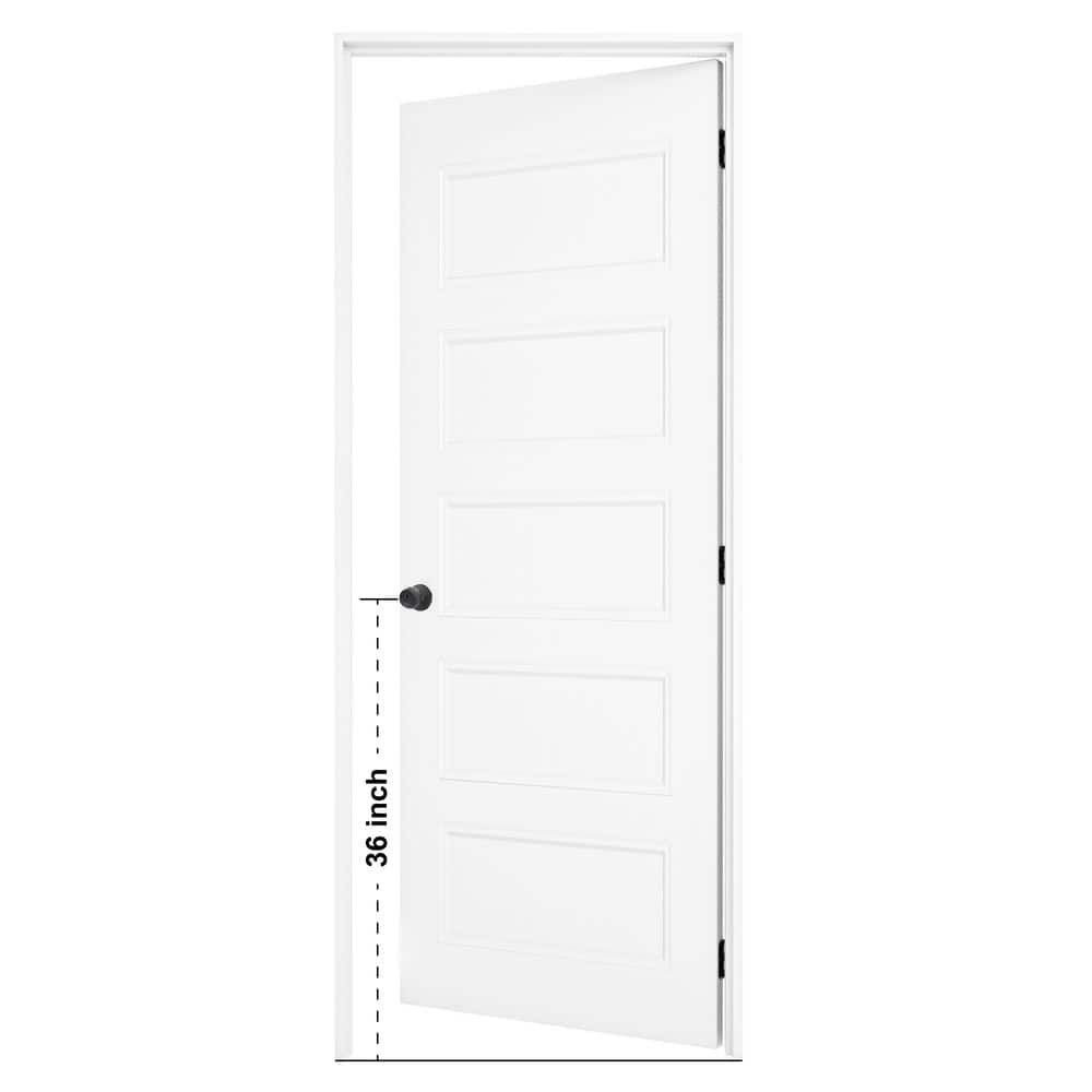 EH PUERTA 28 in. x 80 in. 5-Panel Right-Handed Painted Solid Core Wood ...