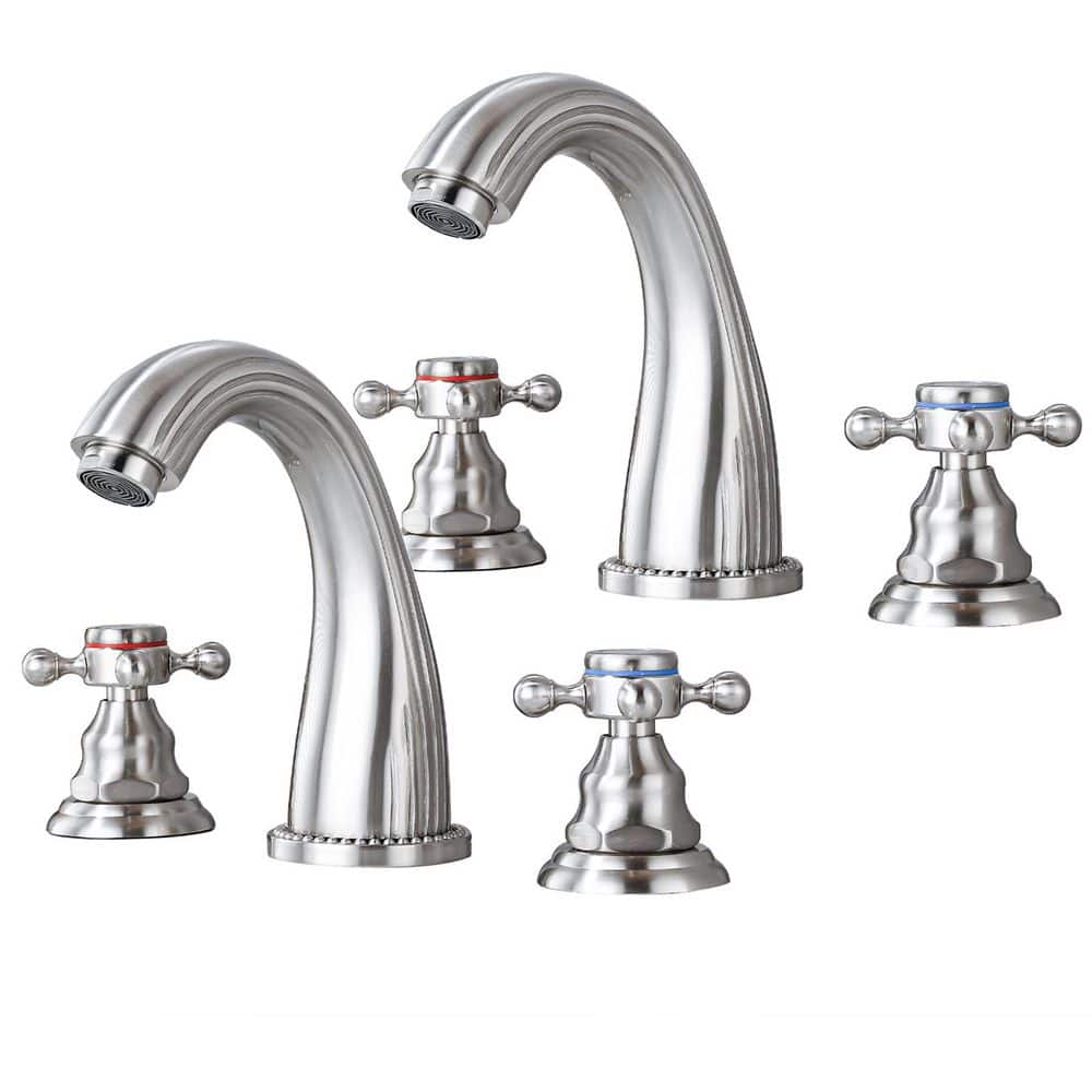 AKLFGN 2 Handles 8 in. Widespread Bathroom Faucet 3-Hole Sink Faucet in ...