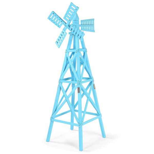 Karl home 60.8 in. H Wood Tan Garden Windmill with Planter and ...