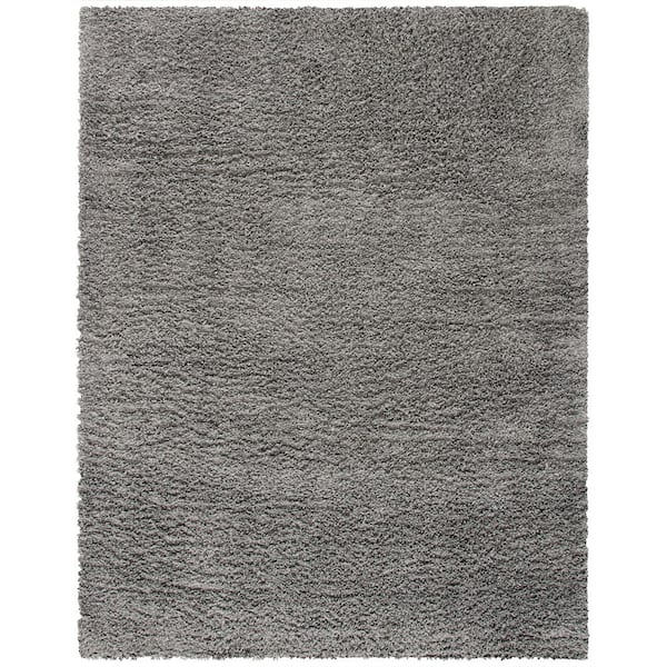 SAFAVIEH August Shag Gray 9 ft. x 12 ft. Solid Area Rug AUG200F-9W ...