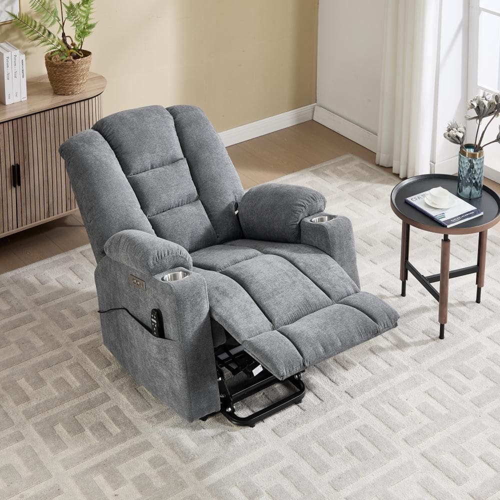 Boyel Living Chenille Power Lift Recliner Chair with Massage and Heat ...