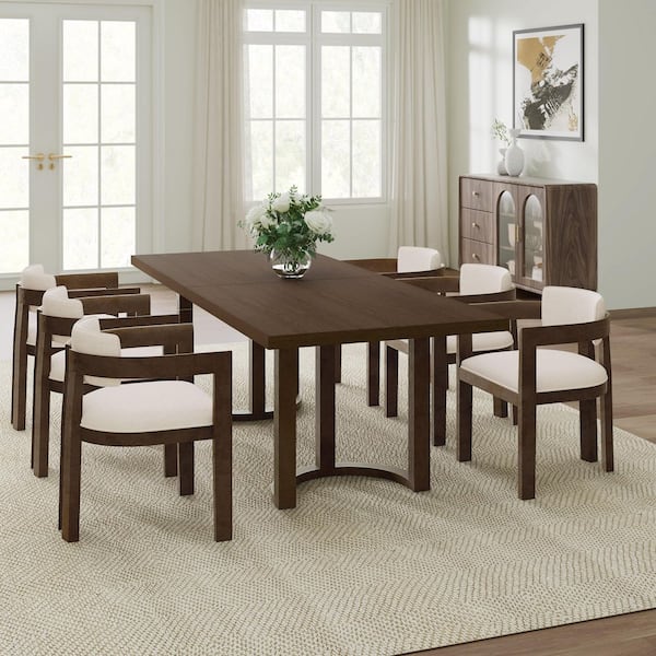 Harper & Bright Designs High-End Lines 7-Piece 95 in. Walnut Dining ...