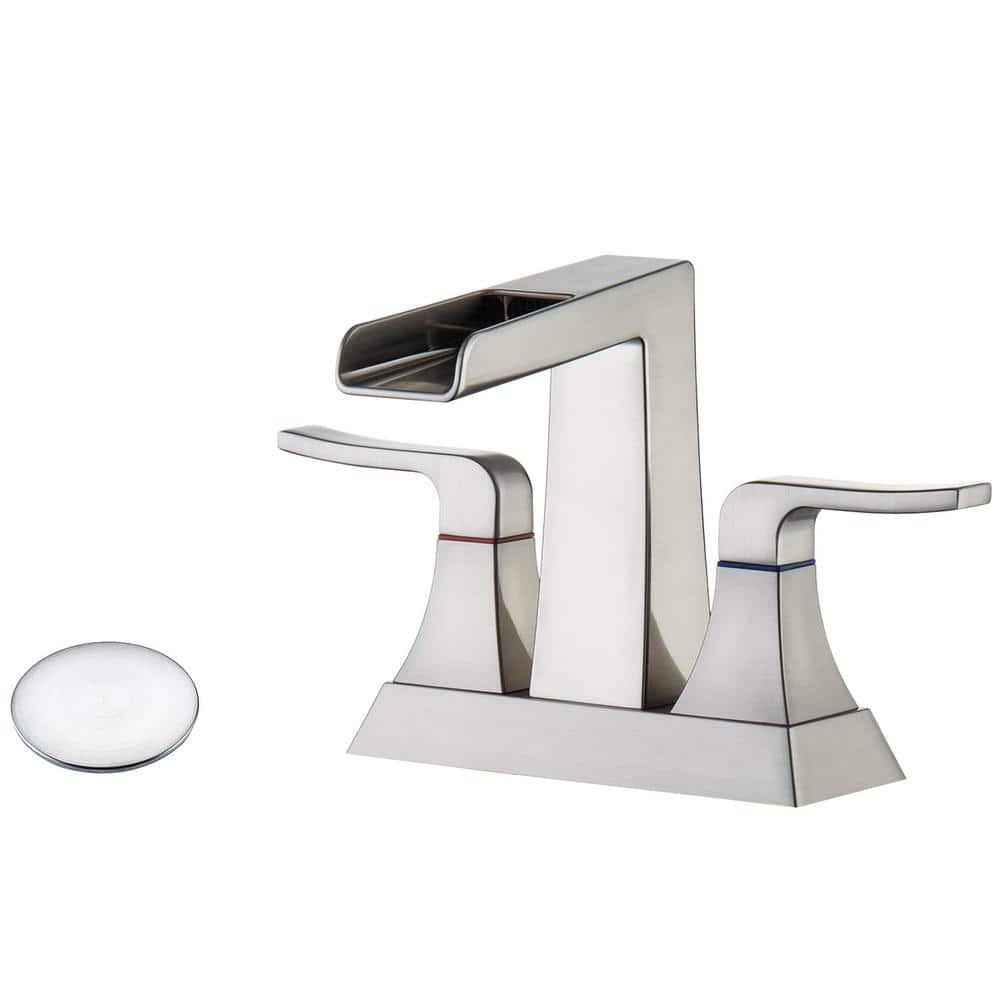 GIVING TREE 4 in. Centerset 2-Handle Waterfall Bathroom Faucet with Pop ...