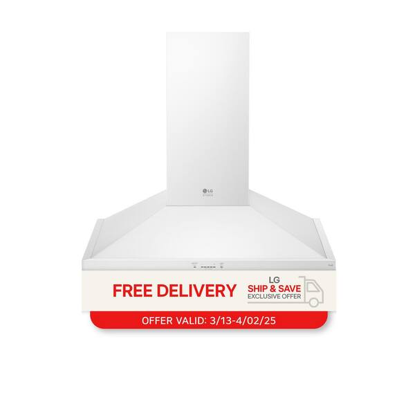 LG STUDIO 30 in. SMART Wall Mount Range Hood in Essence White with 600 ...