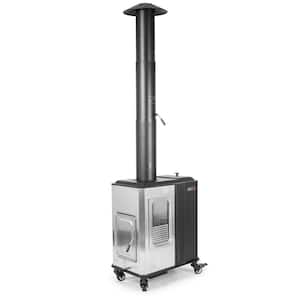 HEATAK 70,000 BTU Stainless Steel Propane Standing Patio Heater, Wood ...