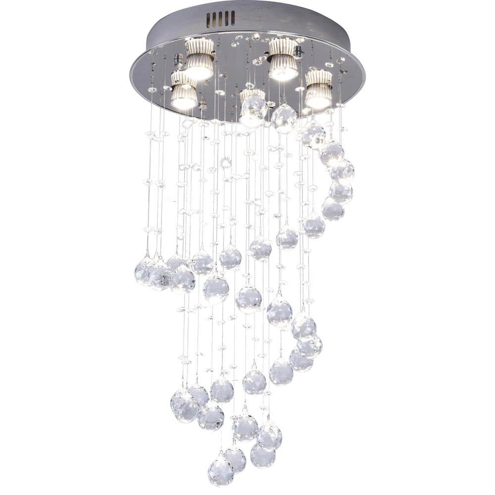 Sefinn Four Modern 16 in. 5-Light Flush Mount Crystal Chandelier ...