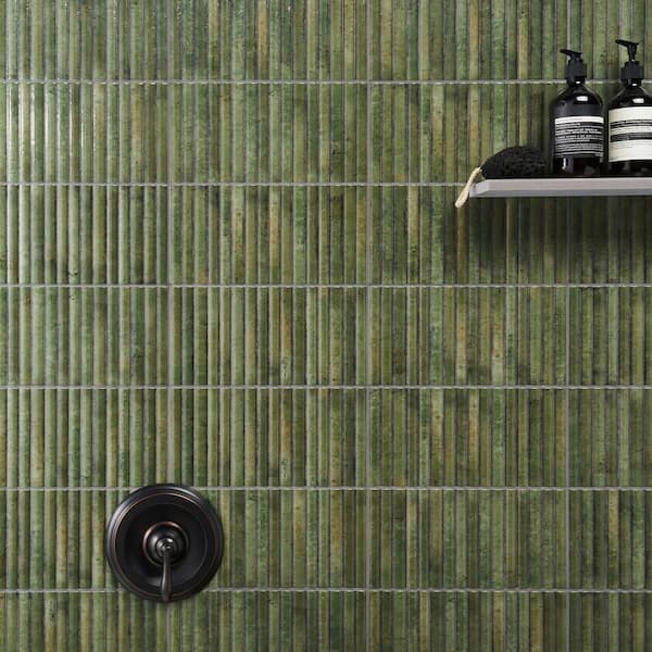 Ivy Hill Tile Mawr Green 5.9 in. x 11.81 in. Polished Fluted Ceramic ...