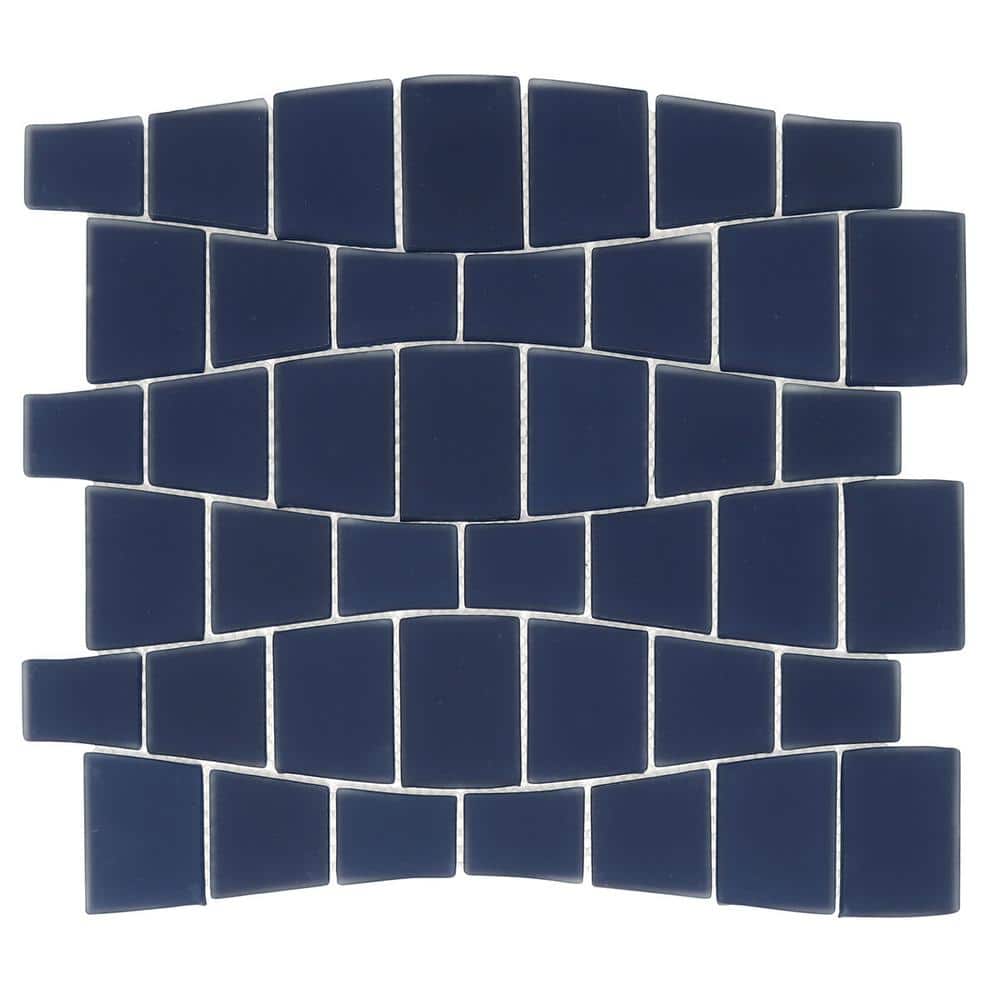 TILE CONNECTION Ripple Midnight Matte 11-1/4 in. x 12 1/4 in. Geometric ...