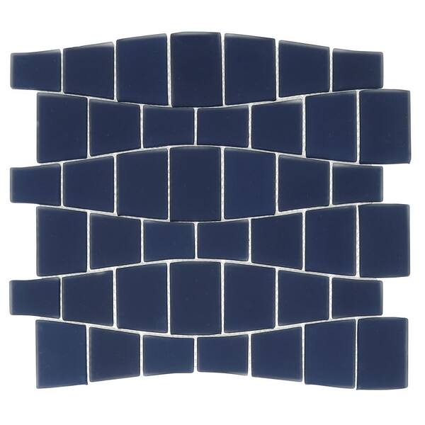 TILE CONNECTION Ripple Midnight Matte 11-1/4 in. x 12 1/4 in. Geometric ...