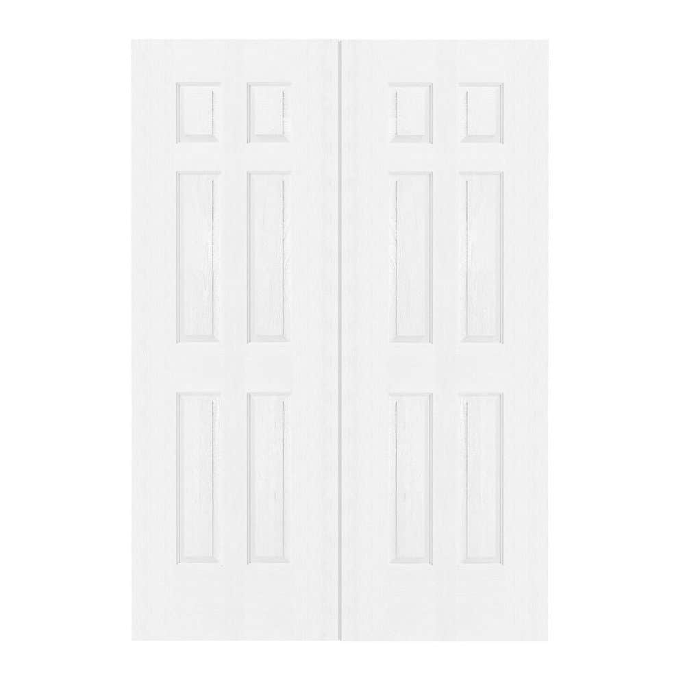 TENONER 56 in. x 80 in. 6 Panel, Hollow Core, Composite, White Primed ...