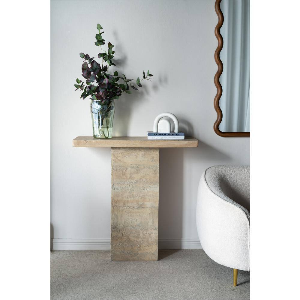 A & B Home 14 in. in Cream Rectangle Concrete Coffee Table 60945-CREA ...