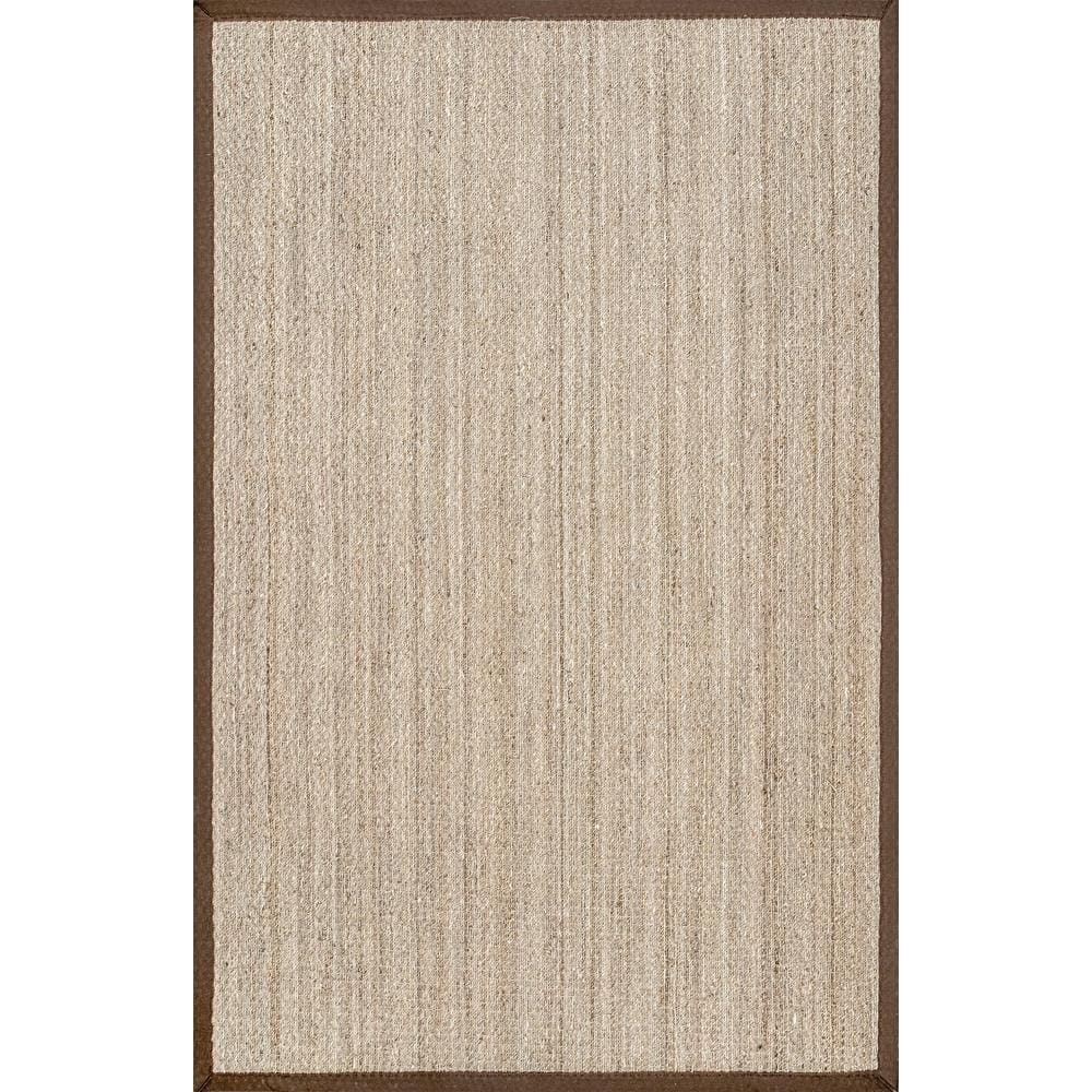nuLOOM Elijah Seagrass with Border Brown 4 ft. x 6 ft. Area Rug BHSG01E ...