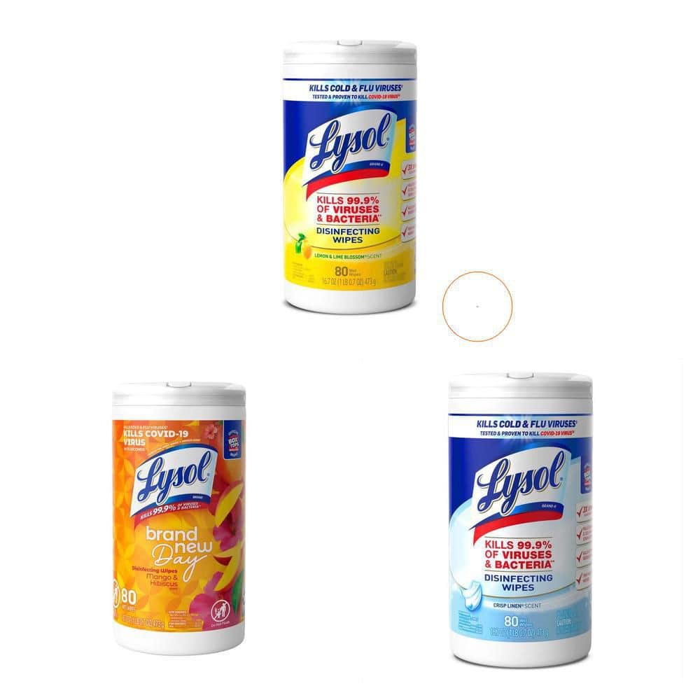 Lysol Lemon & Lime Sanitizing Wipes, 80-Count and Mango Hibiscus/Crisp ...