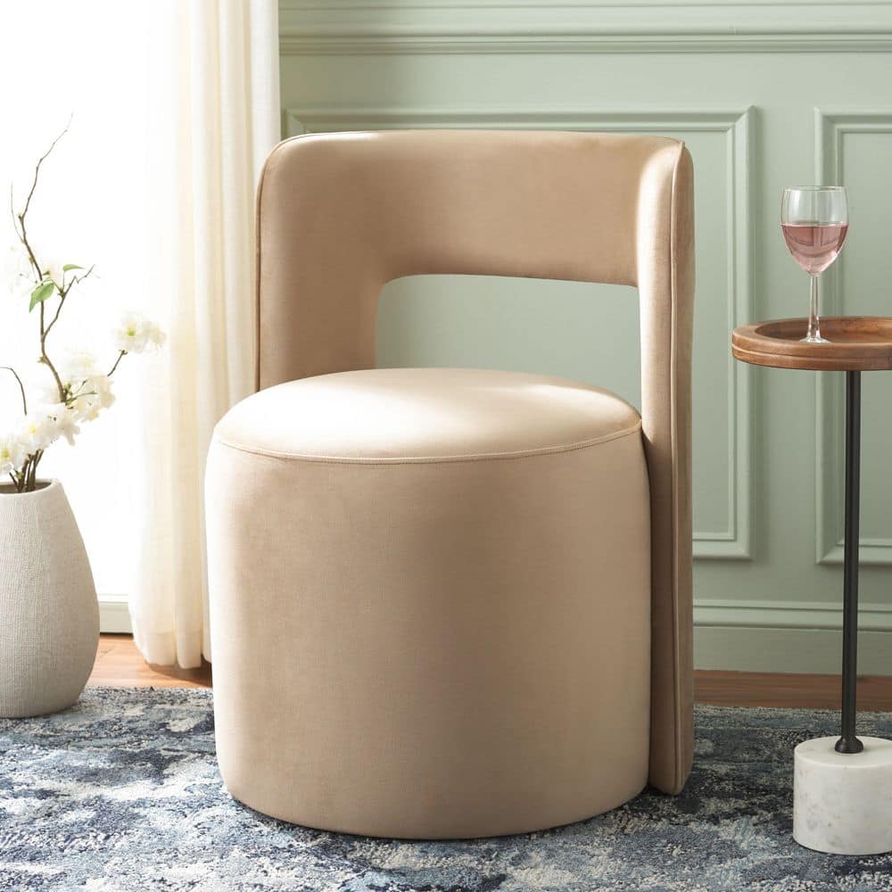 SAFAVIEH Jojo Tan Velvet Arm Chair ACH1310B - The Home Depot