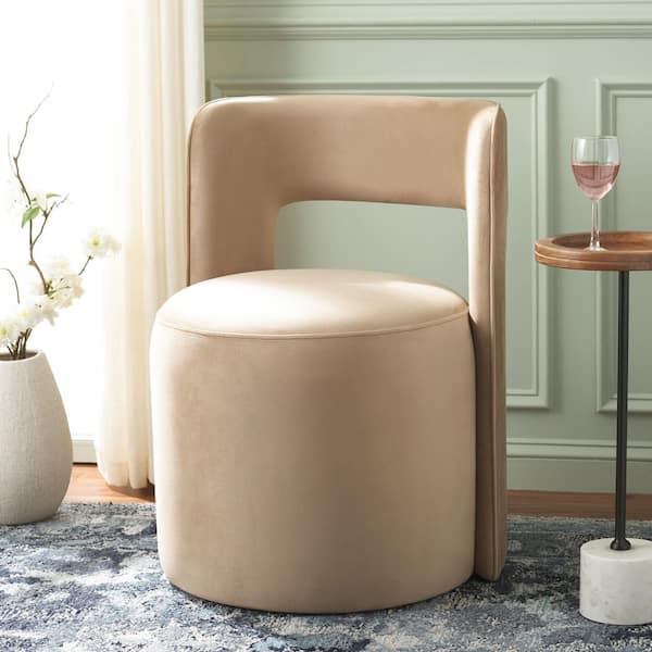 SAFAVIEH Jojo Tan Velvet Arm Chair ACH1310B - The Home Depot