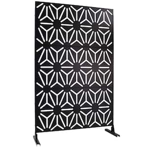 6.3 ft. H x 4 ft. W Black Metal Outdoor Privacy Screen Freestanding ...