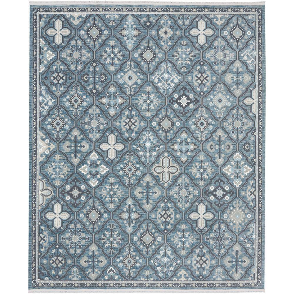Nourison Lennox Blue/Grey 8 ft. x 10 ft. Bordered Transitional Area Rug ...