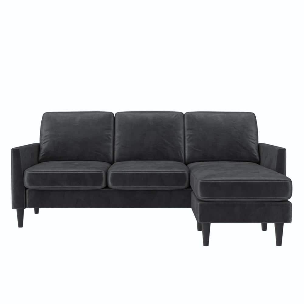 Mr. Kate Winston 81.5 in. W Square Arm 3-Seat Velvet L-Shaped Sofa ...