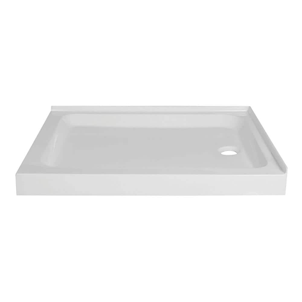 FINE FIXTURES 42 in. L x 30 in. W Double Threshold Corner Shower Pan ...
