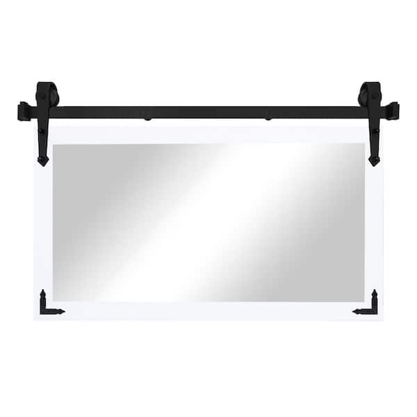 Rayne Mirrors (24 in. H x 33 in. W) White Horizontal Mirror with Steel ...
