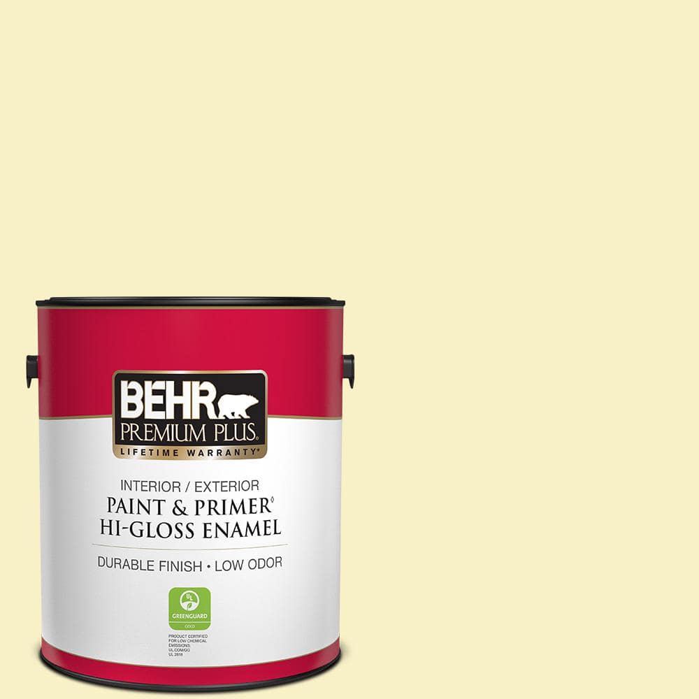 BEHR PREMIUM PLUS 1 gal. #400A-1 Candlelight Yellow Hi-Gloss Enamel ...