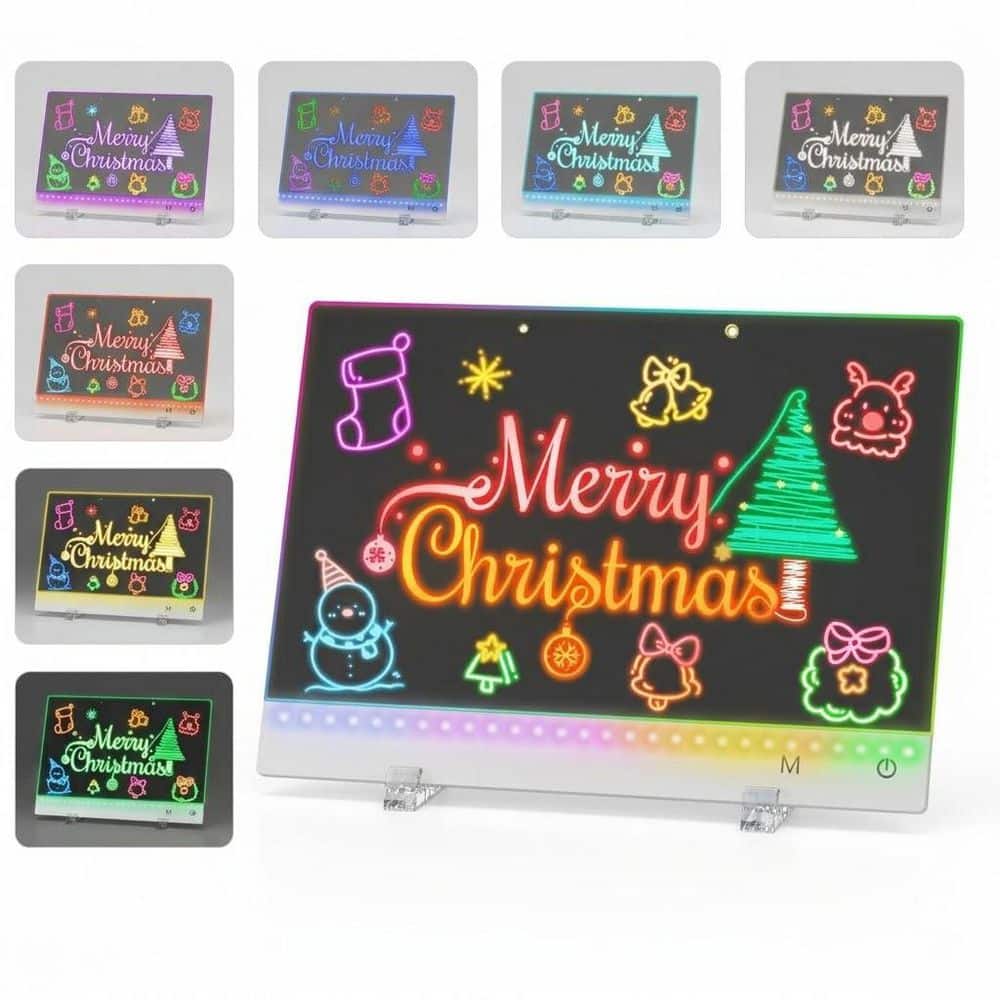 1-Pack Rechargeable LED Drawing Board Kit Acrylic Message Board with 7 ...