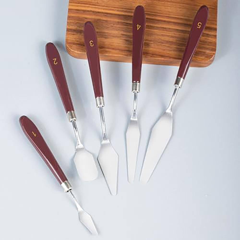 5-Piece Stainless Steel Cake Cream Spatula Set with Wood Handle for ...