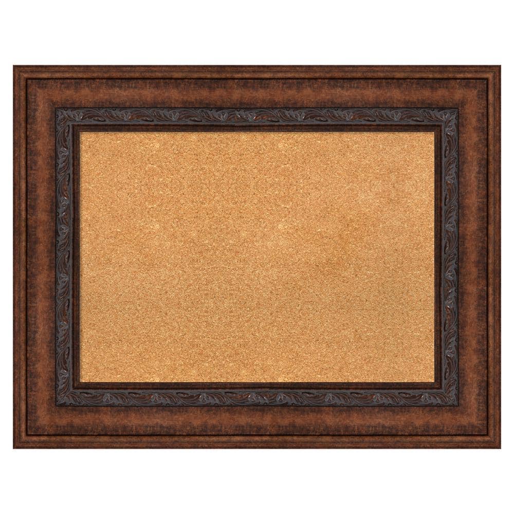 Amanti Art Decorative Bronze Natural Corkboard 38 in. x 30 in. Bulletin ...
