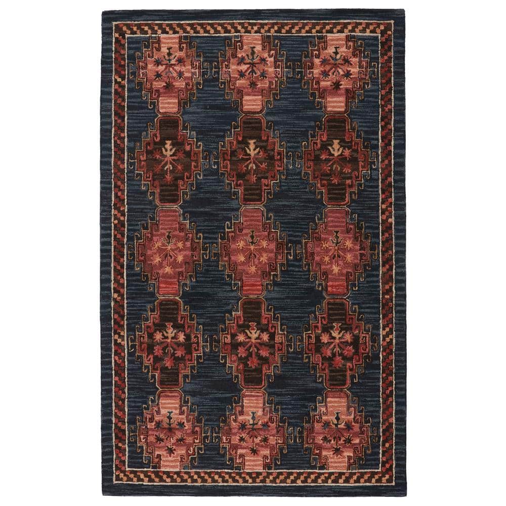 Jaipur Living Kyoto Dark Blue/Pink 5 ft. x 8 ft. Tribal Area Rug ...