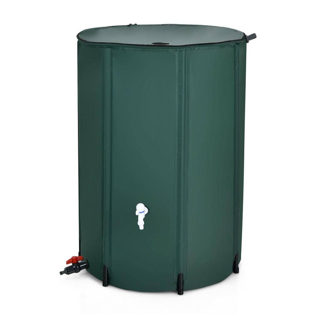 ANGELES HOME 100 gal. Green PVC Portable Rain Barrel Water Collector ...