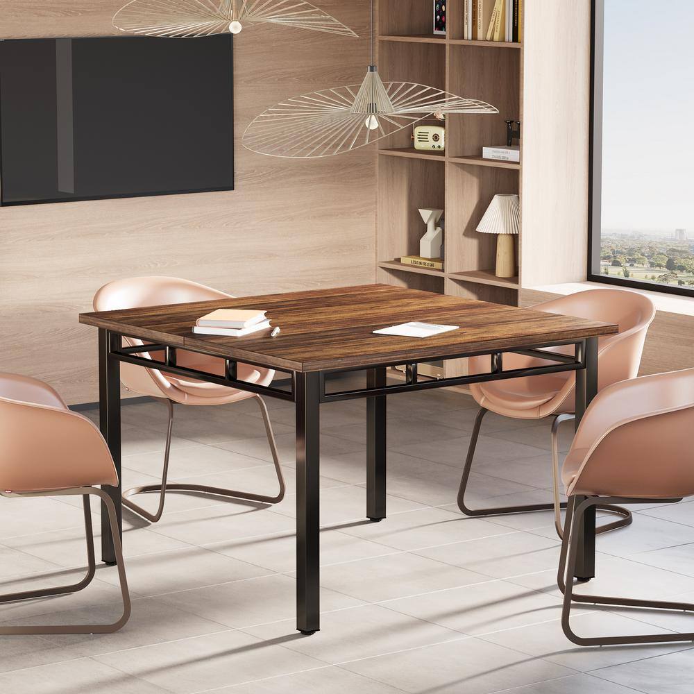 BYBLIGHT Moroni 39.4 in. Rustic Brown and Black Wood Computer Desk ...