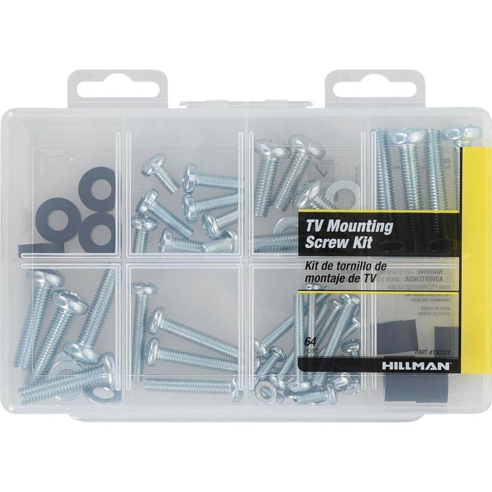 Hillman Zinc TV Mounting Screw Assortment Kit (64-Pack) 130311 - The ...