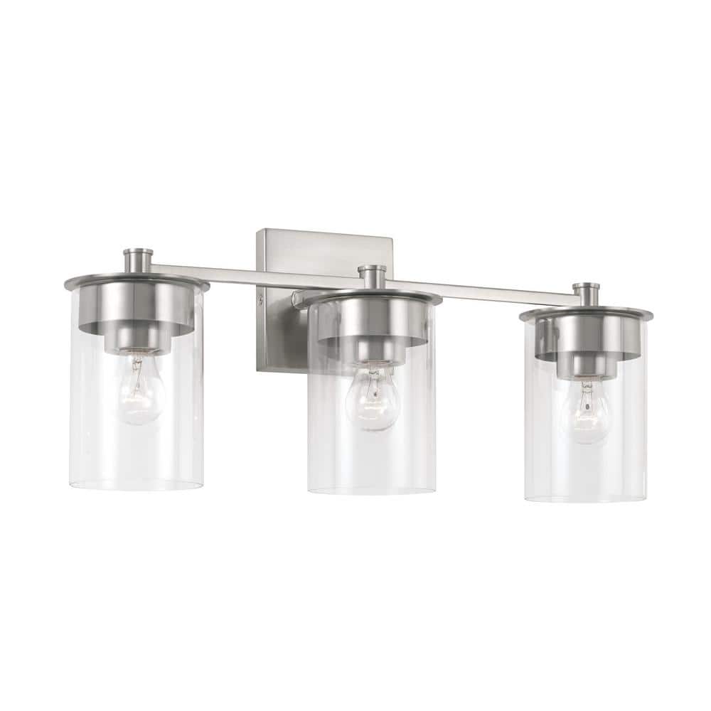 HOMEPLACE LIGHTING 21 in. W x 9 in. H 3-Light Vanity Light in Brushed ...