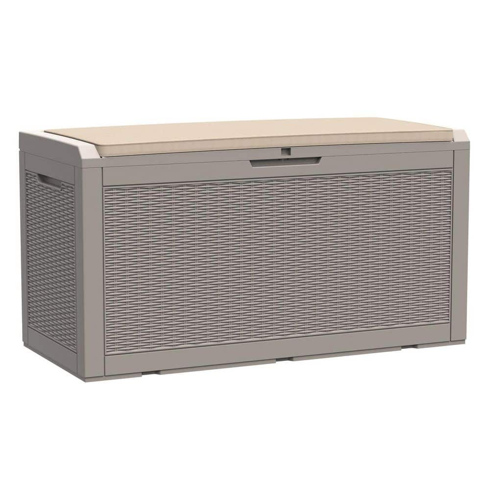 100 Gal. Large Polypropylene Deck Box with Cushion, Outdoor Storage ...