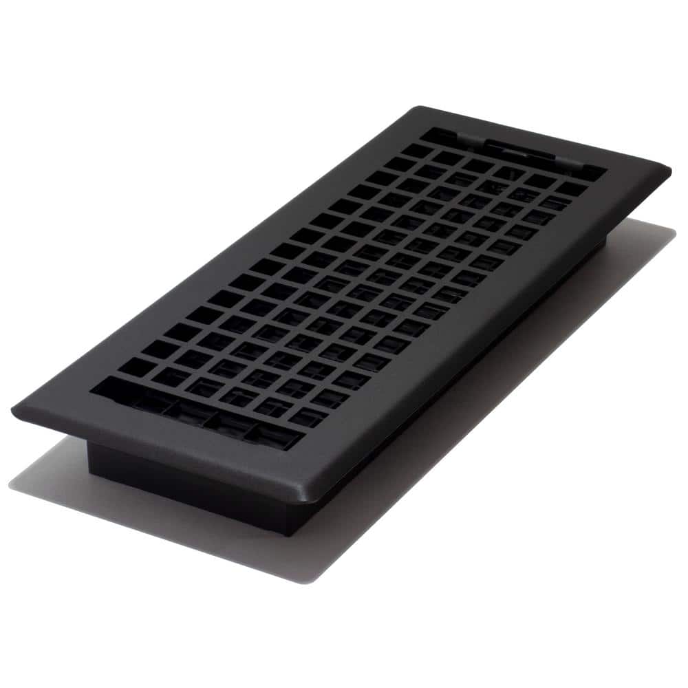 Decor Grates 4 in. x 12 in. Lattice Floor Register, Textured Black ...