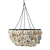 Storied Home Waterside Black/Natural 2-Light Oyster Shell Chandelier ...