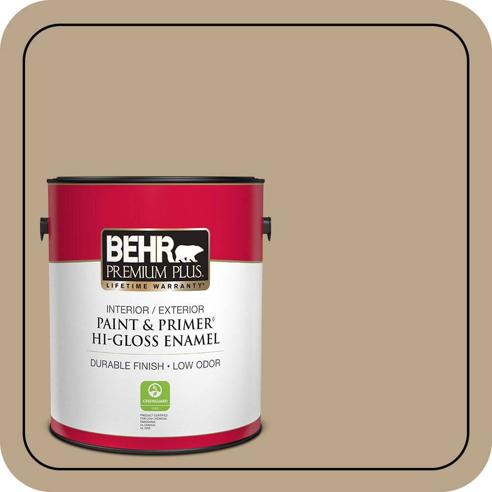 BEHR PREMIUM PLUS 1 gal. #710D-4 Harvest Brown Hi-Gloss Enamel Interior ...