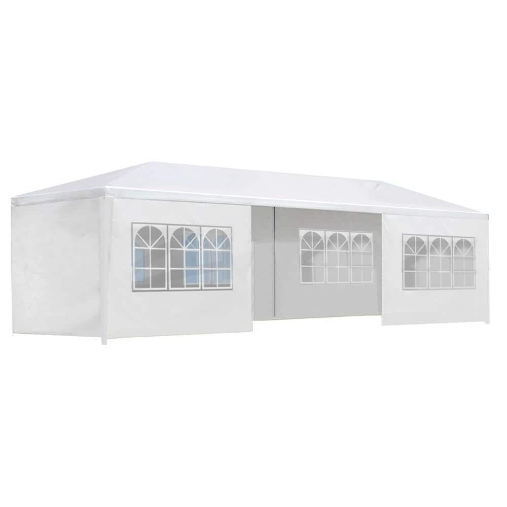 Kahomvis 30 ft. x 10 ft. White Outdoor Wedding Party Gazebo Canopy Tent ...