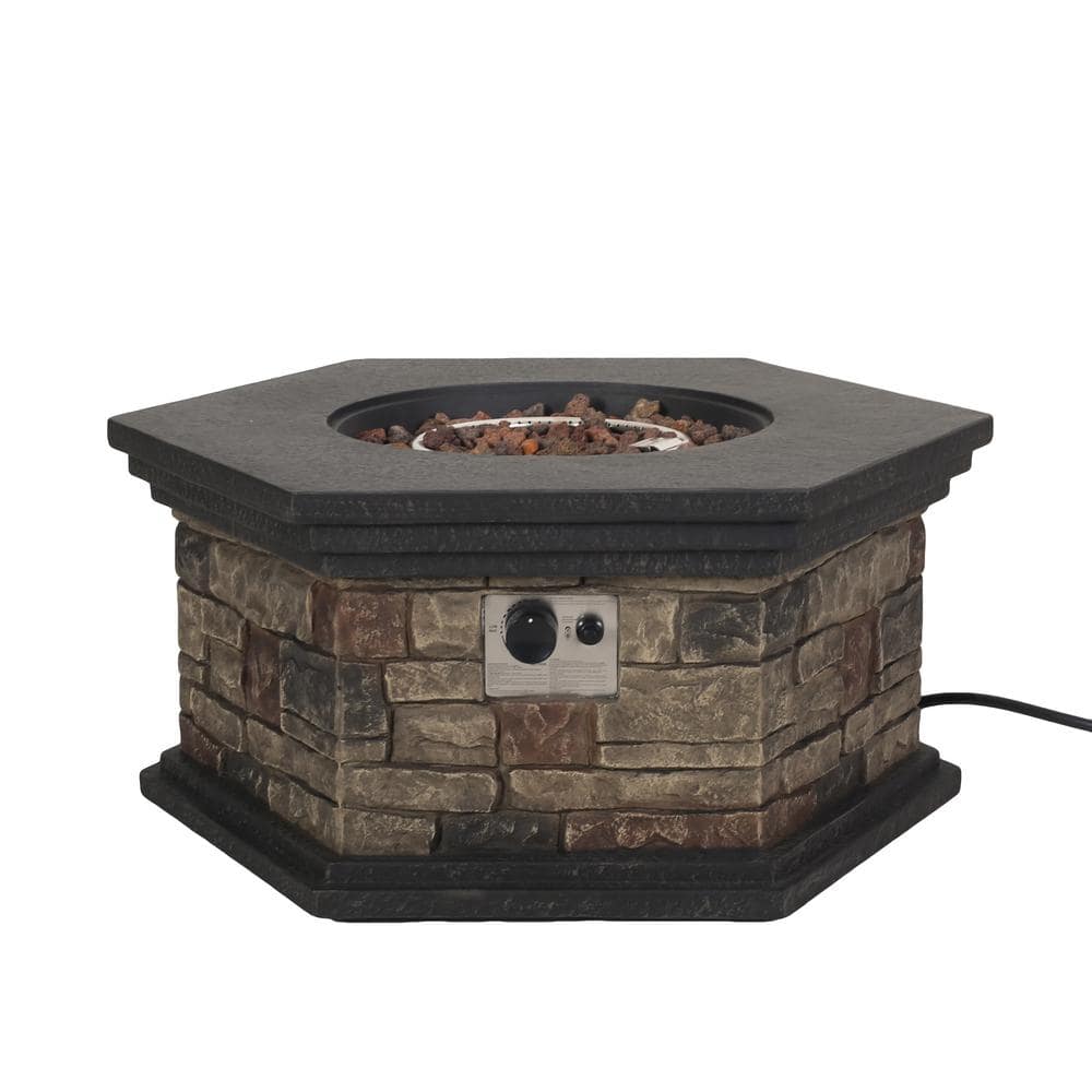 Noble House Fox Stone Octagonal Stone Outdoor Patio Fire Pit (No Tank ...