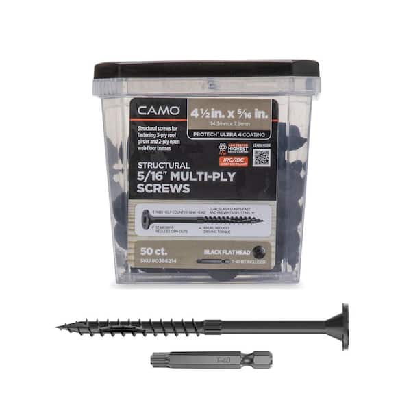 CAMO 5/16 in. x 4-1/2 in. Star Drive Flat Head Multi-Purpose + Multi ...