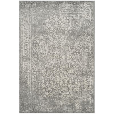 SAFAVIEH Evoke Silver/Ivory 8 ft. x 10 ft. Distressed Border Medallion ...