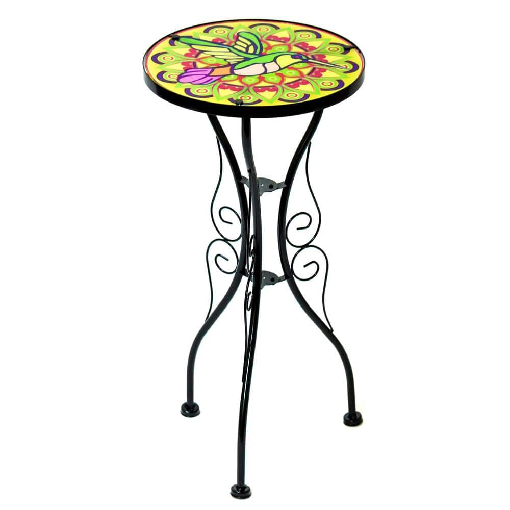 Trademark Innovations 22 in. Hummingbird Design Glass and Metal Outdoor ...