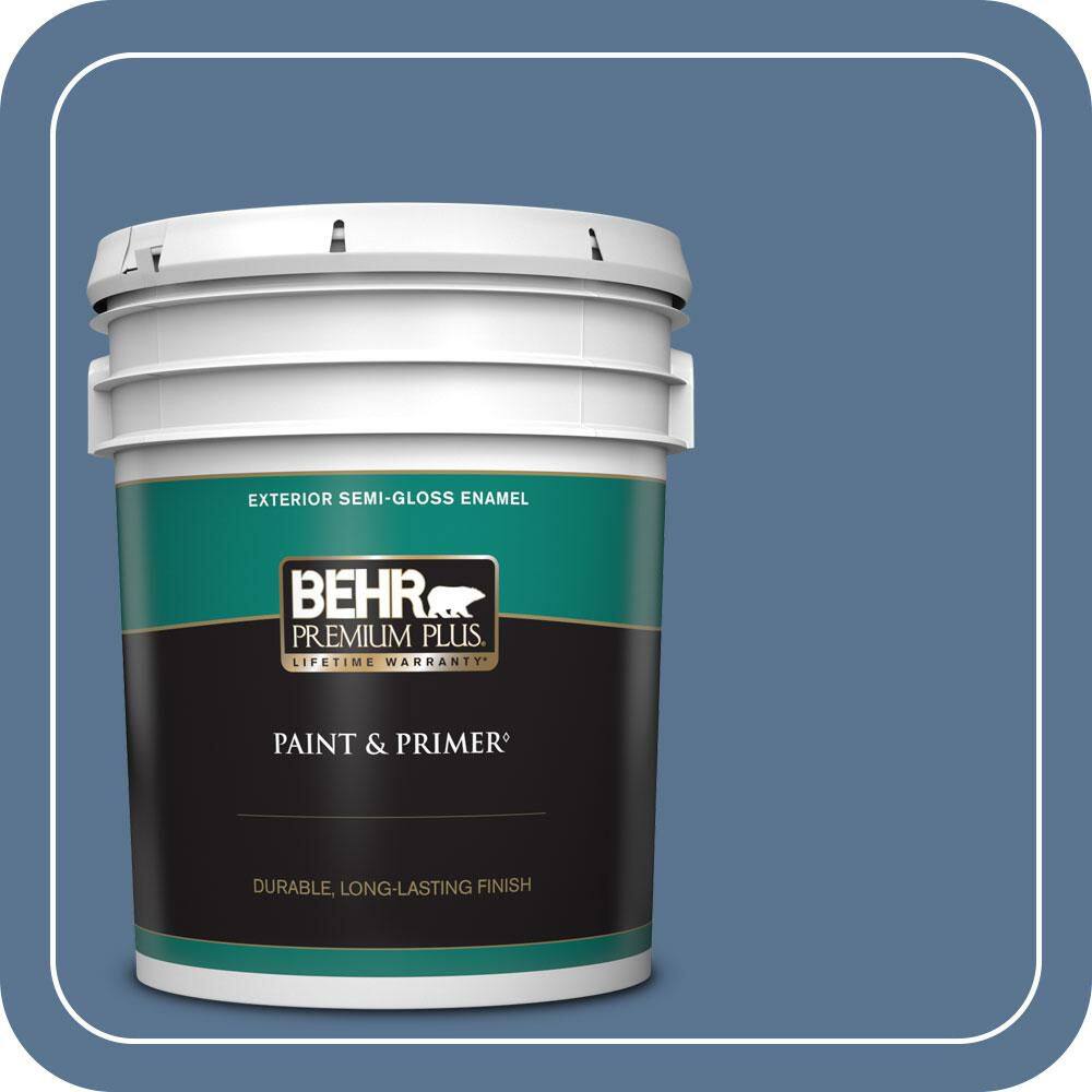BEHR PREMIUM PLUS 5 gal. #PPU14-18 Laguna Blue Semi-Gloss Enamel ...
