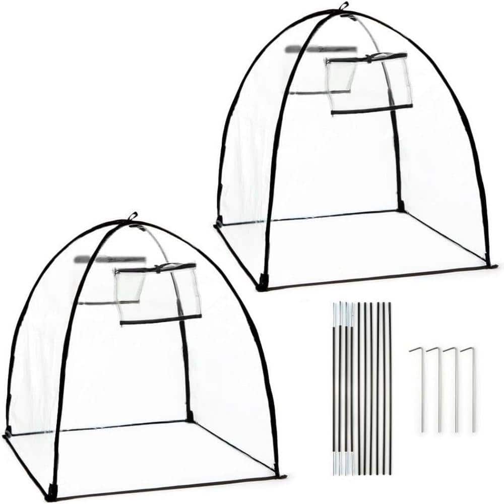 Angel Sar 30 in. Clear Plant Cover Tent w/ Support Poles and Stakes ...