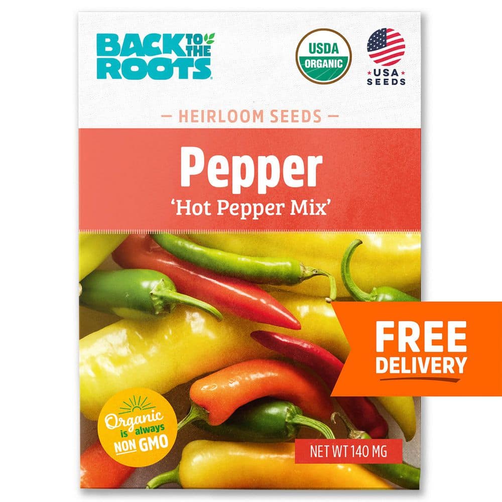 Back to the Roots Organic Hot Pepper Hot Mix Heirloom Vegetable Seeds ...