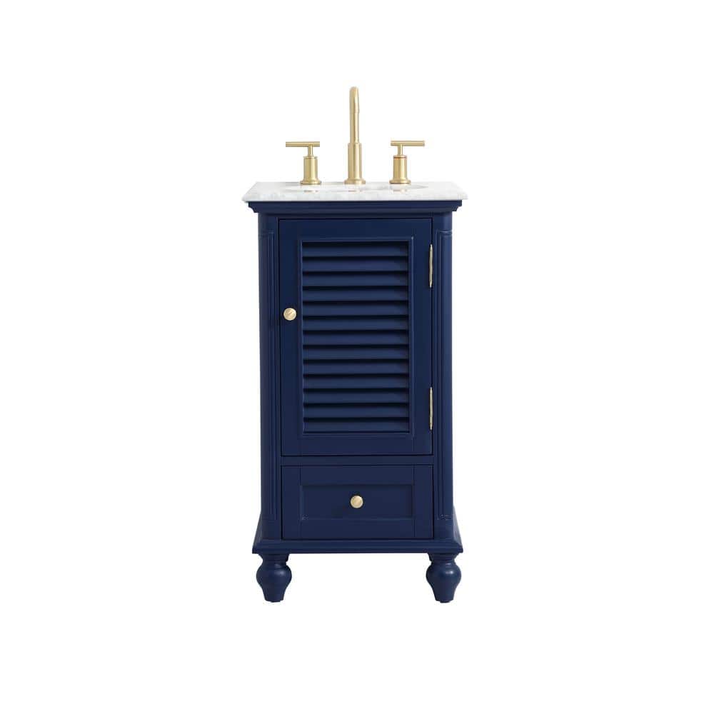 Timeless Home 19 in. W Single Bath Vanity in Blue with Marble Vanity ...