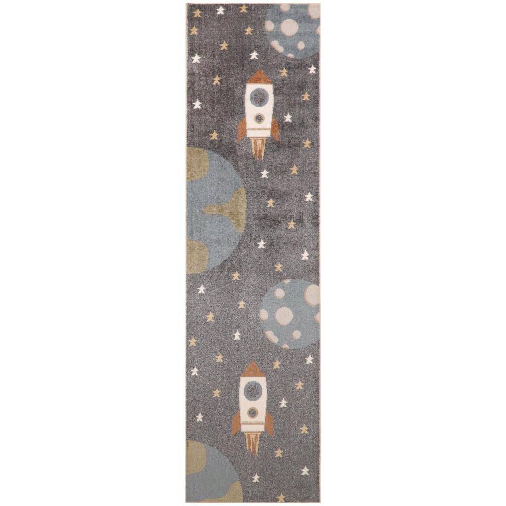 Nourison Astra Machine Washable Sky Blue 2 ft. x 8 ft. Graphic ...